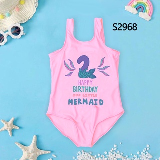 Mermaid Birthday 1-7y One-Piece Swimwear Summer Pool Party Bathing Suit ...