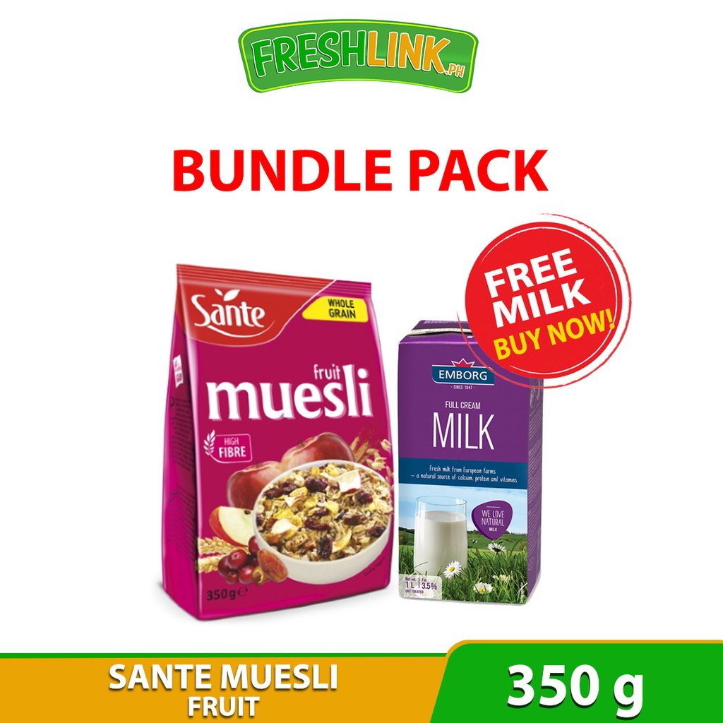 BUY 1 Sante Whole Grain Muesli 350g + Get 1 Free Emborg Milk 1L ...