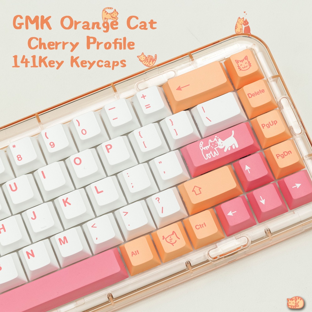 GMK Orange Cat Keycaps 141keys Cherry Profile PBT Compatible Gateron ...