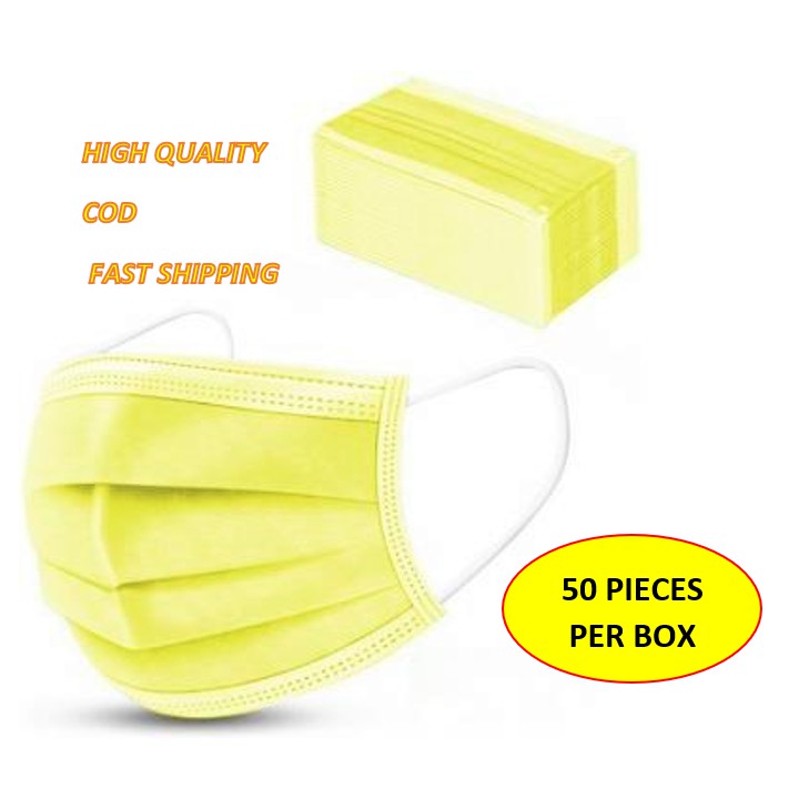 YELLOW Disposable Surgical Face Mask (50pcs) Excellent Quality - COD ...