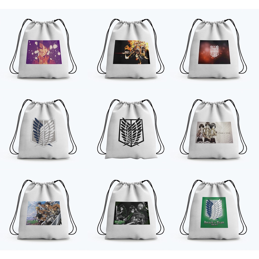 ATTACK ON TITAN Anime Design Canvas Drawstring Bag | Shopee Philippines
