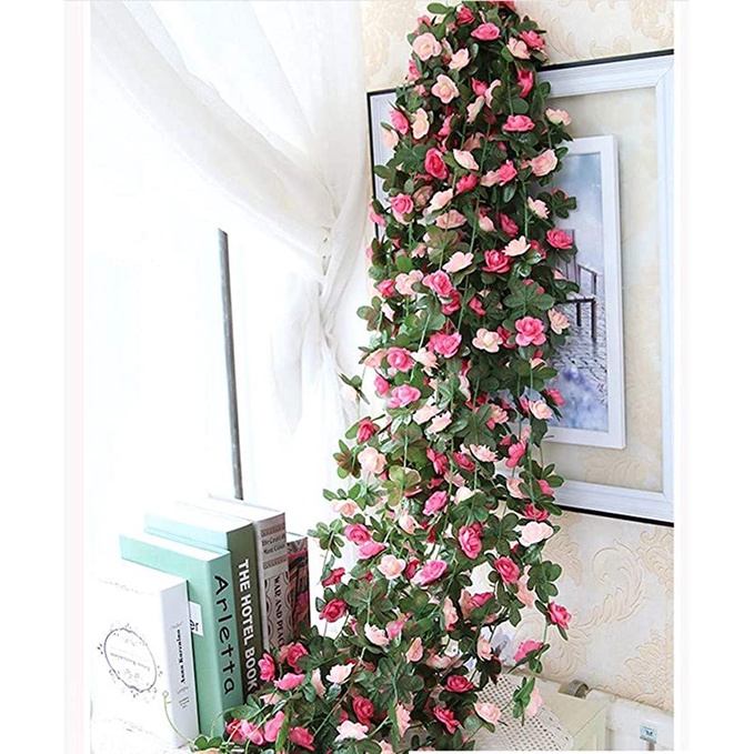 Artificial Rose Vine Artificial Flower Vine Plastic Green Vine Indoor ...