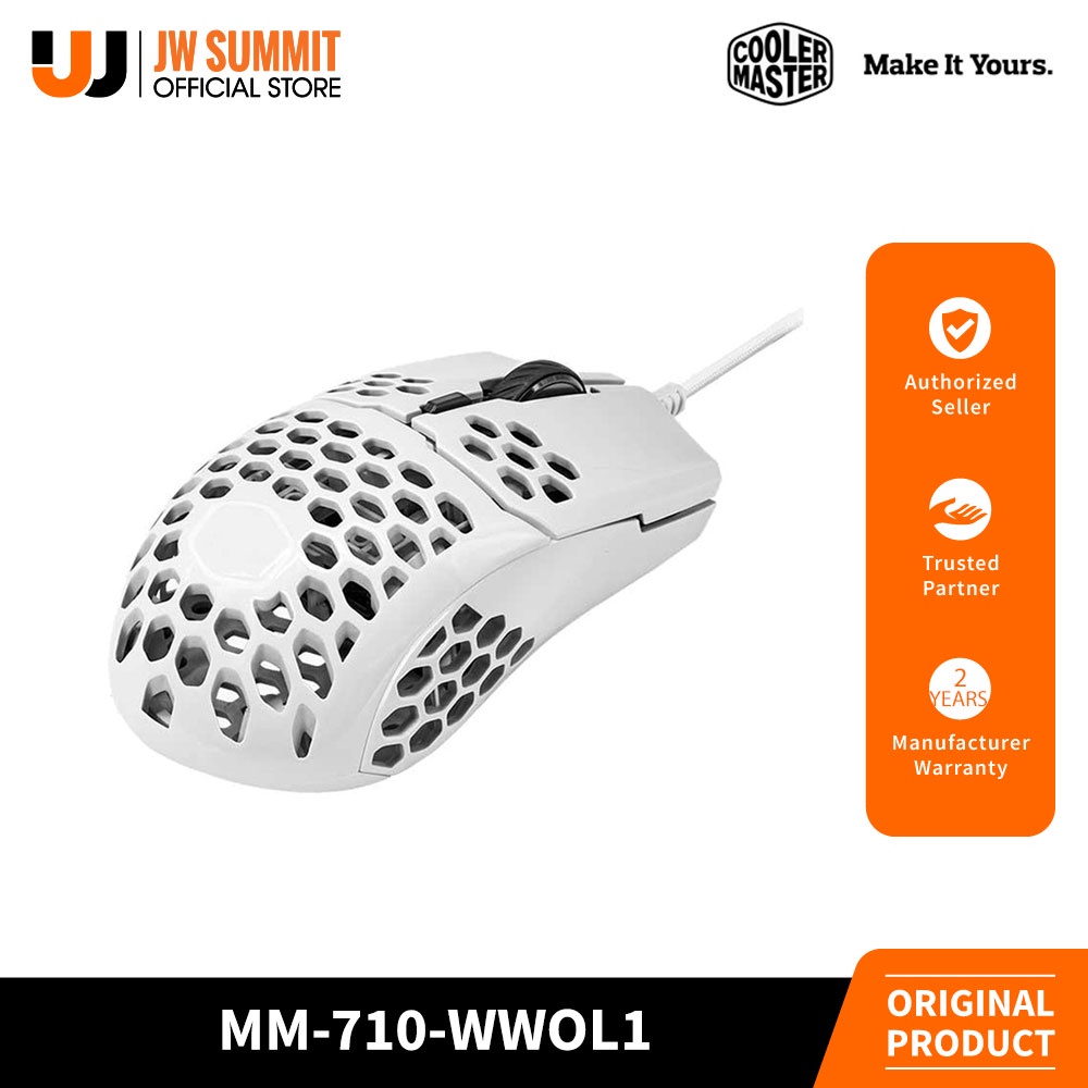 Cooler Master MasterMouse MM710 Matte White Gaming-Grade Optical Gaming ...