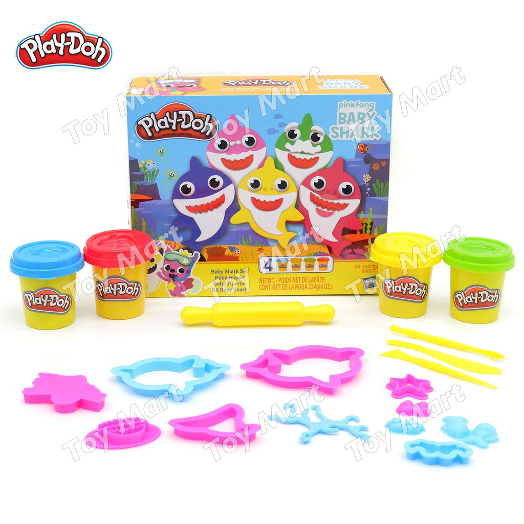 Play-Doh Baby Shark 4 Bottle Clay Set with Molding Tools | Shopee ...