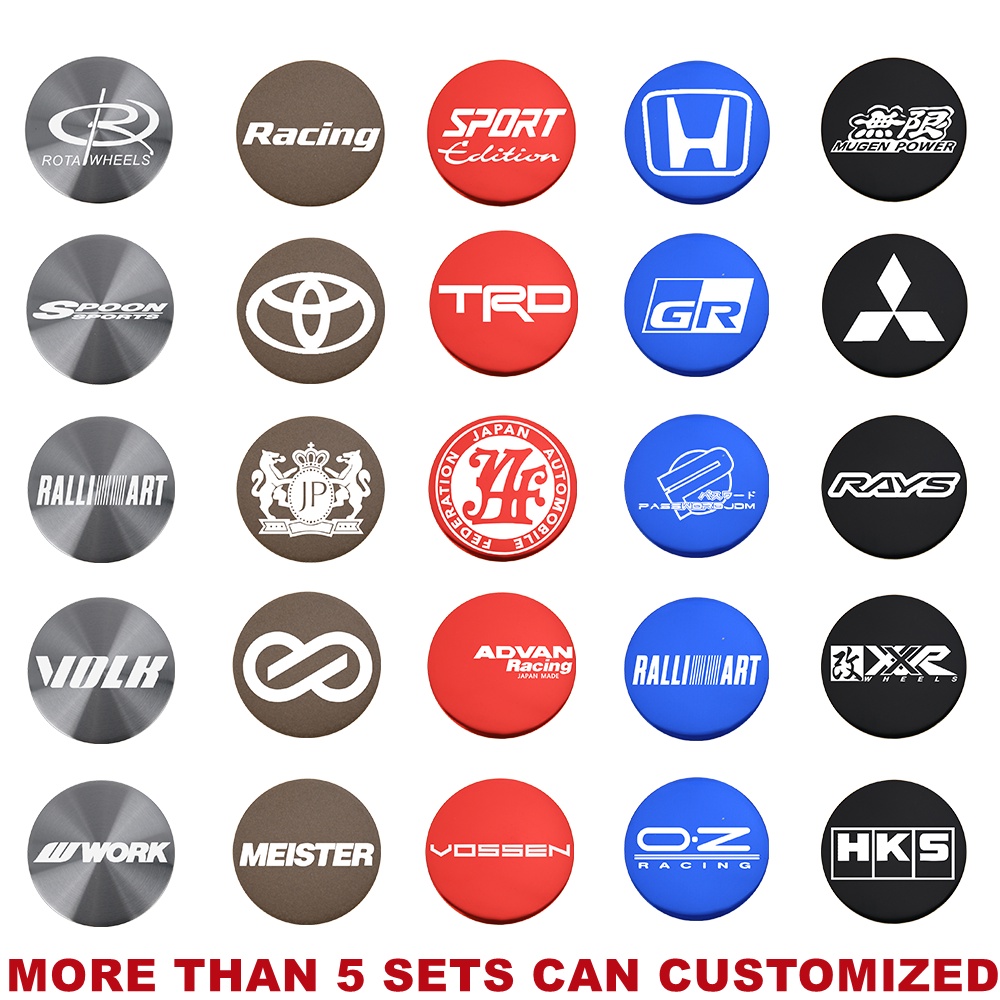4PCS/SET 45MM/50MM/56MM/60MM/65MM Car Sport Rim Center Sticker Aluminum ...