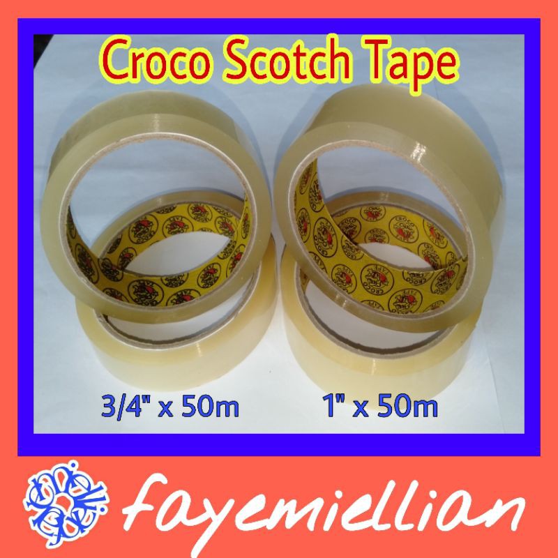 CROCO CLEAR SCOTCH TAPE 3 4 X 50m 1 X 50m Shopee Philippines