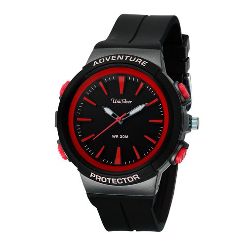 Unisilver TIME Unisex Black/Red Analog Watch KW3164-1003 | Shopee ...
