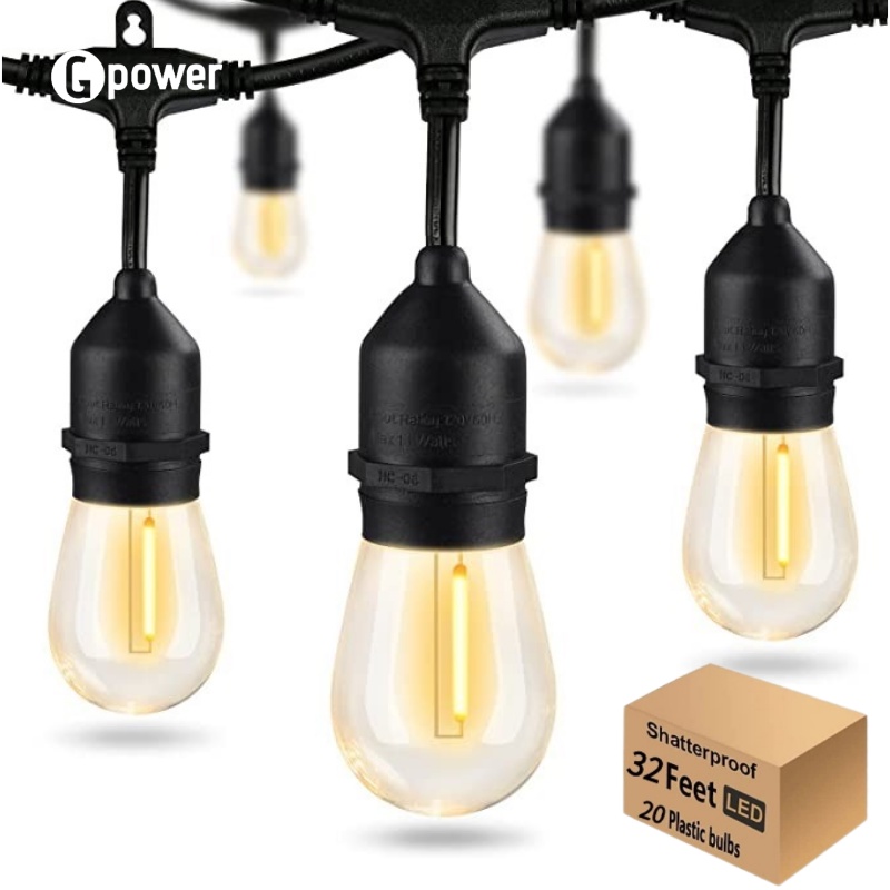 GPower 32FT Christmas Outdoor String light IP65 S14 Patio Bulb Led ...