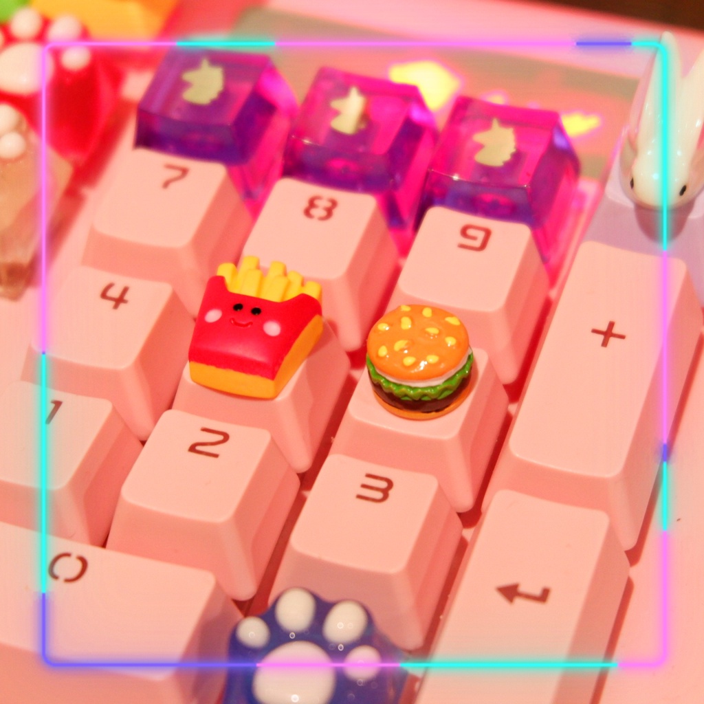 Hamburger and Fries Artisan Kawaii Keycaps for Mechanical Keyboard ...