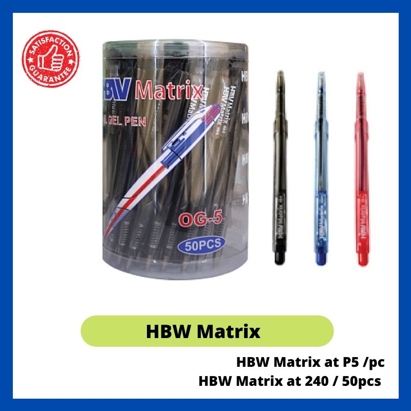 HBW Matrix Ballpen | Retractable Type | Blue | Black | Red | School ...