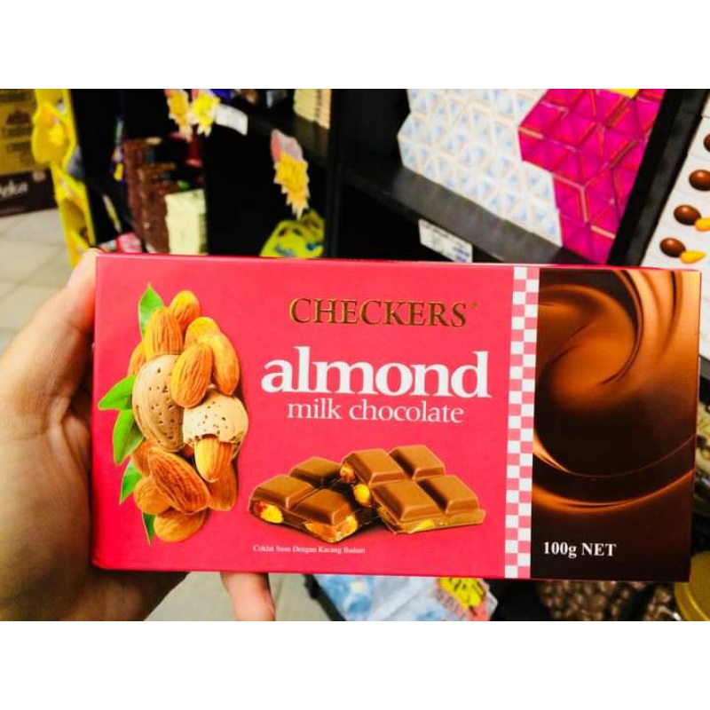 SALE‼ Checkers Chocolate Almond Milk Bar 100g | Shopee Philippines