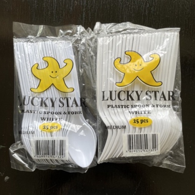 Lucky Star Disposable Plastic Fork & Spoon 25pcs/pack | Shopee Philippines
