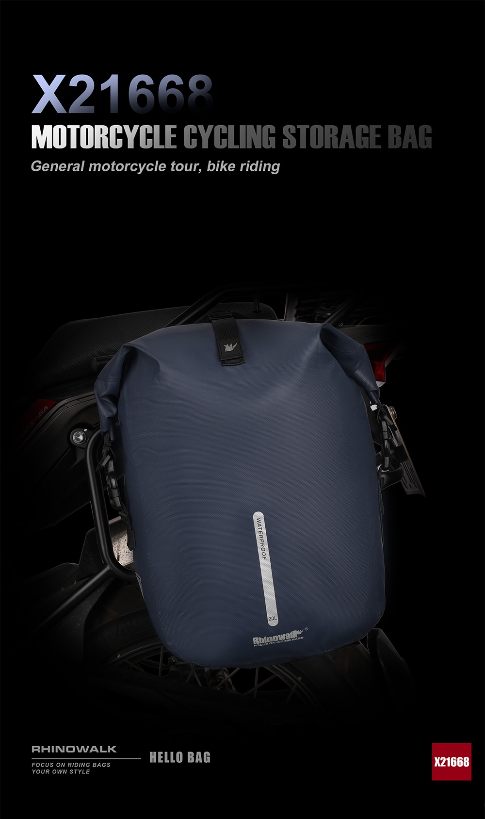 Rhinowalk 20L Motorcycle Bag side Waterproof Pannier bag ...