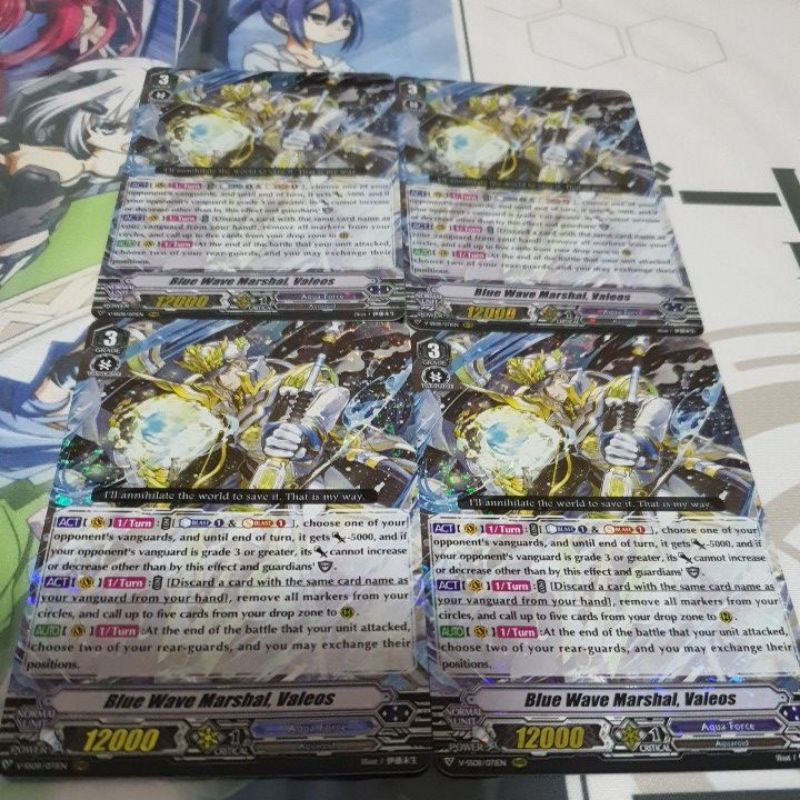 4 PCS BLUE WAVE MARSHAL VALEOS RRR VSS08 CARDFIGHT VANGUARD ENGLISH ...