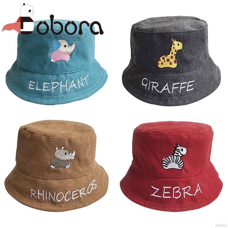 BOBORA Cartoon Embroidery Fisherman Girl Boy Summer Baby Hat | Shopee ...