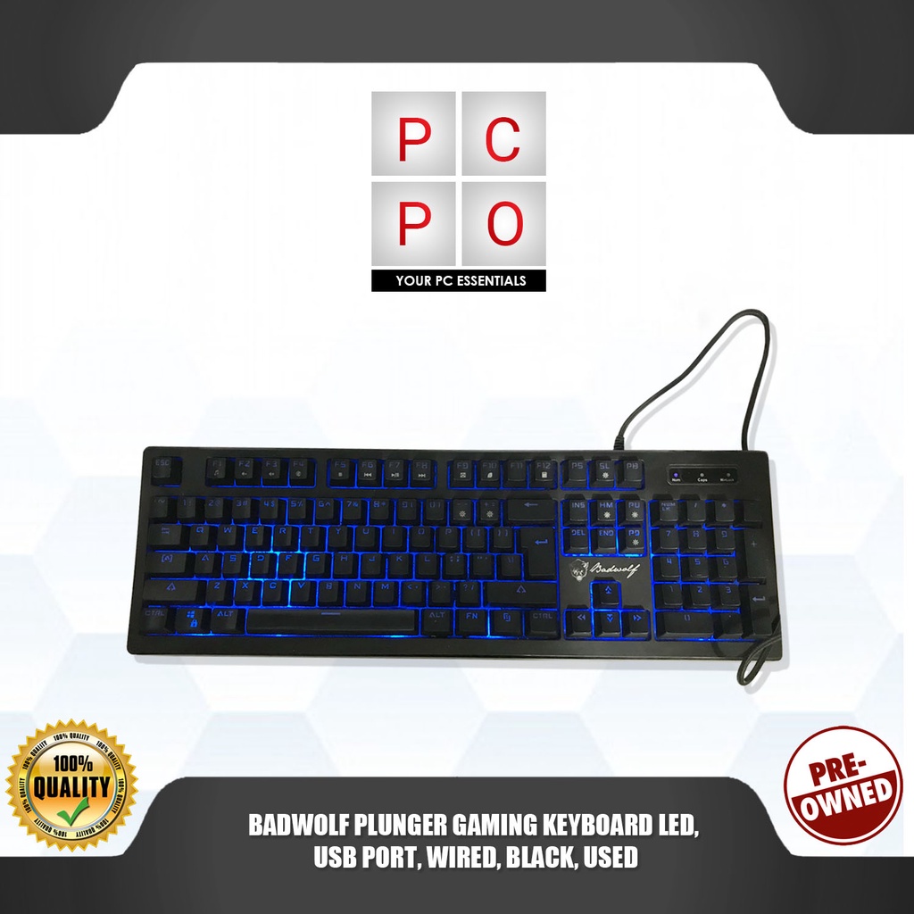 BADWOLF PLUNGER GAMING KEYBOARD LED, USB PORT, WIRED, BLACK, USED ...