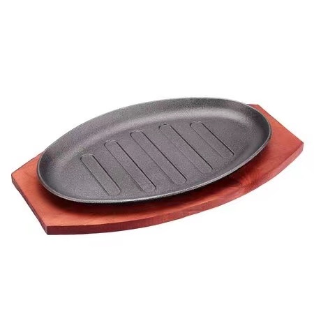 Oval sizzling plate with wood base 10 Inch | Shopee Philippines