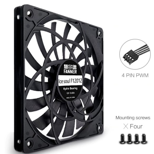 Fanner F12012 Slim 12mm Thickness 120mm PWM 2000 RPM Cooling Fan ...