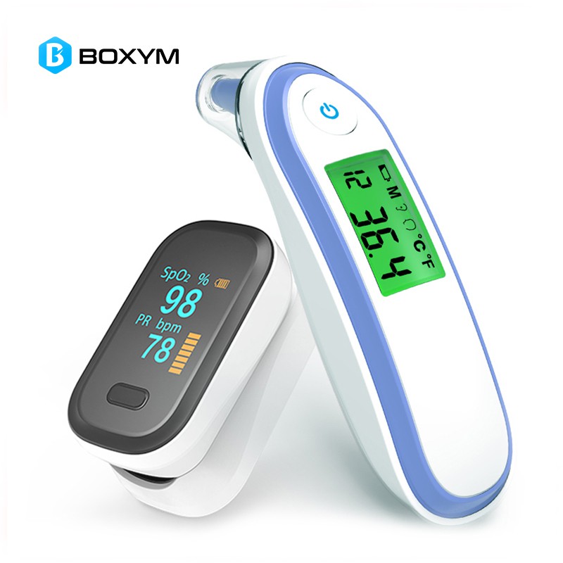 BOXYM Finger Pulse Oximeter SPO2 PR Monitor and Infrared Ear Forehead ...