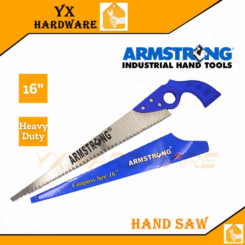 ARMSTRONG Hand Saw 16" Original Compass Wood Saw Heavy Duty | Shopee ...