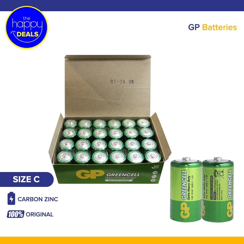 GP Greencell Carbon Zinc Size C Batteries (24pcs/box) | Shopee Philippines