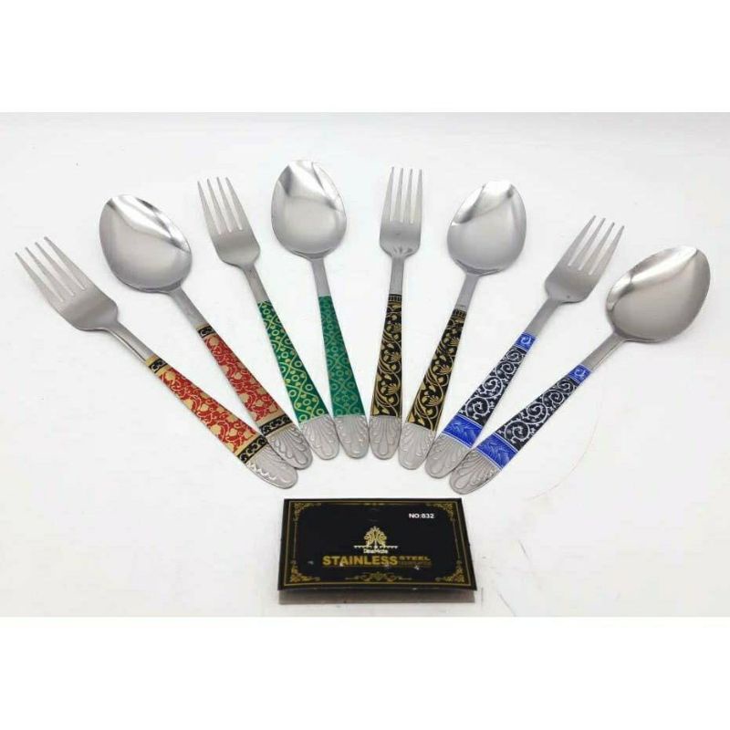 Spoon And Fork Batik Motif Contents 12 Pcs Perlusin Prices | Shopee ...