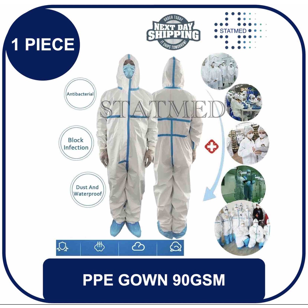 PPE Gown Personal Protective Equipment HAZMAT / Coverall ALL SIZES ...