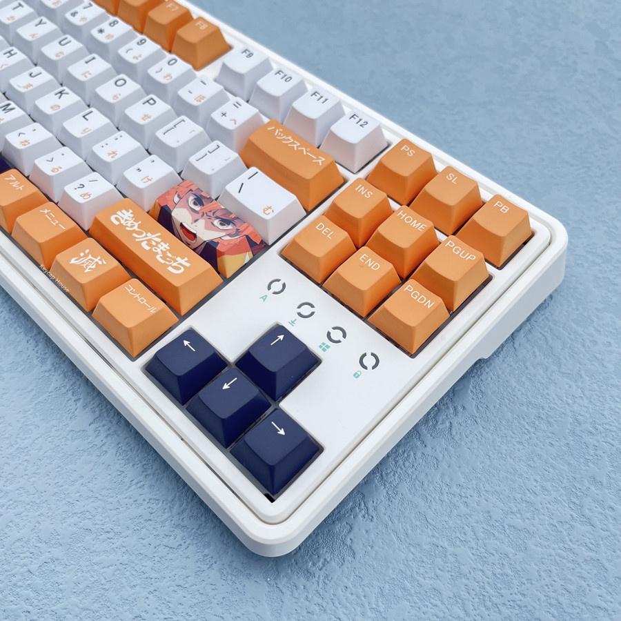 133 Keys Agatsuma Zenitsu Keycap Cherry Profile Demon Slayer Anime PBT ...