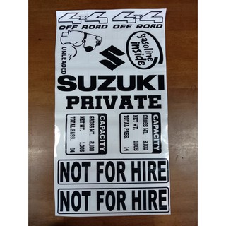 Suzuki Multicab Sticker Decals Set Capacity, Not for Hire, Private, 4X4 ...
