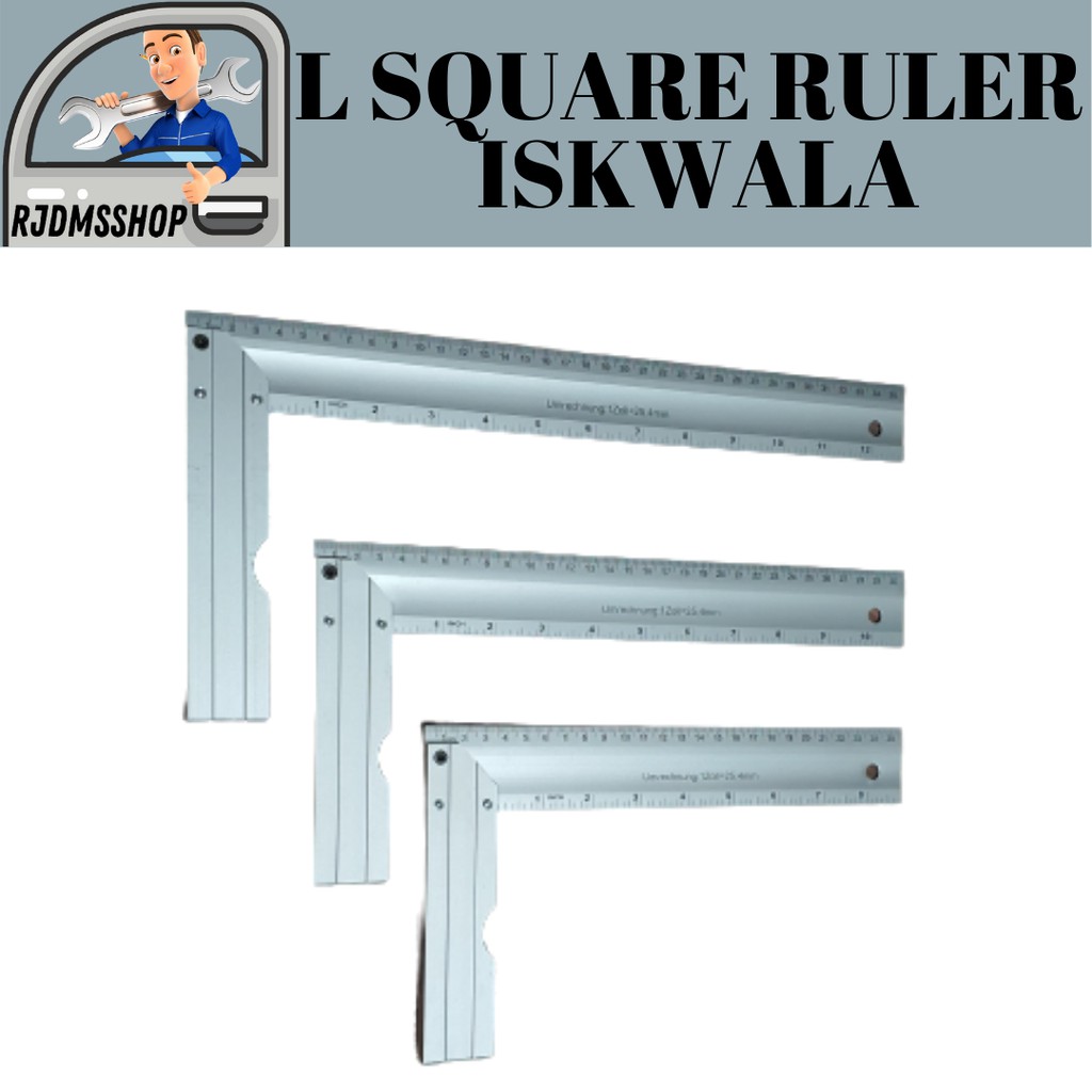 Rjdmsshop01 Durable L Square Ruler Aluminum Iskwala 4 Variation 8" 10 ...