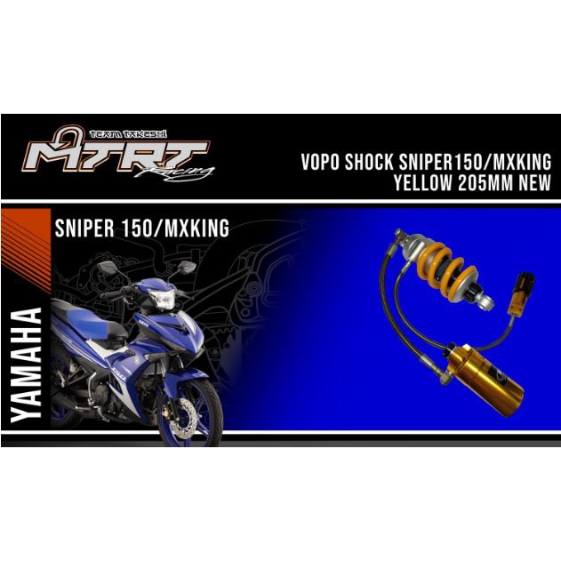 RACING SHOCK ABSORBER FOR SNIPER150/MXking YELLOW 205MM new VOPO Brand ...