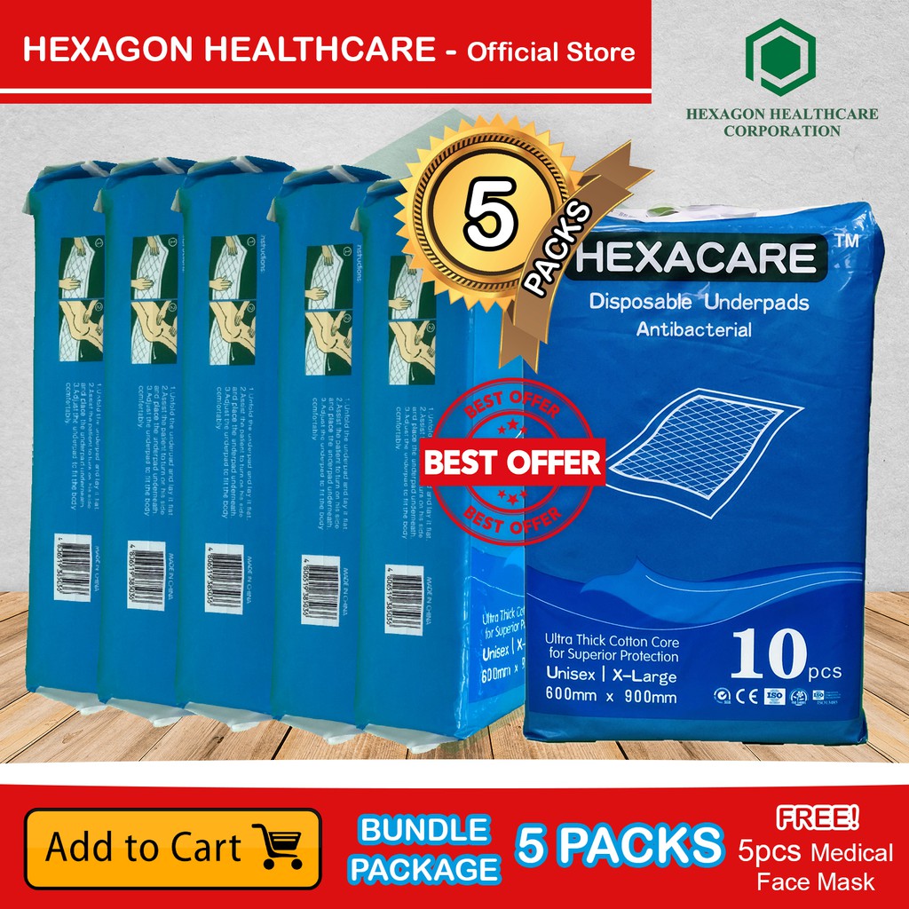 UND02B5S - Disposable Adult Underpads (HEXACARE) Extra Large Size 600mm ...