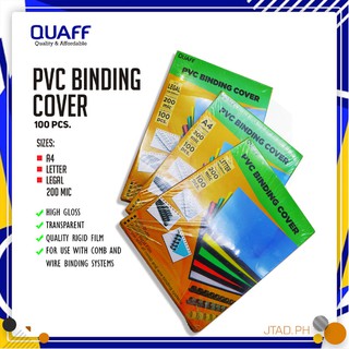 QUAFF Clear PVC Binding Cover Short / A4 / Long Size 200 Microns (100 ...