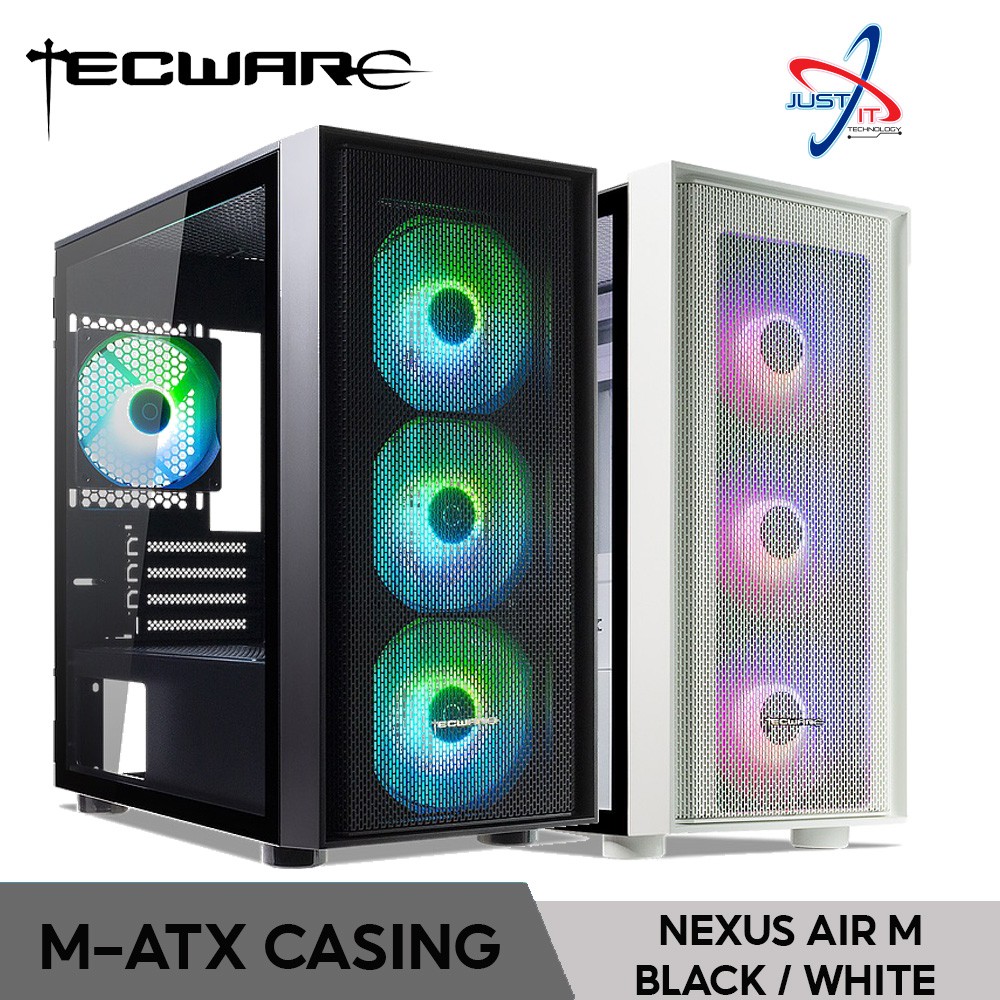 Tecware NEXUS AIR M (Black / White) TG ARGB M-ATX Case | Shopee Philippines