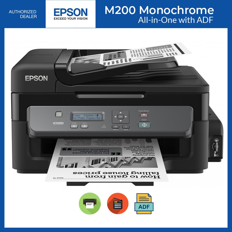 Epson M200 Printer Scanner Copier Xerox Monochrome Printer With ADF LCD 