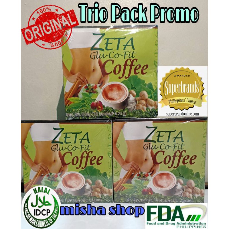 COD!!TRIO PACK PROMO ORIGINAL ZETA Glu-Co-Fit Coffee | Shopee Philippines