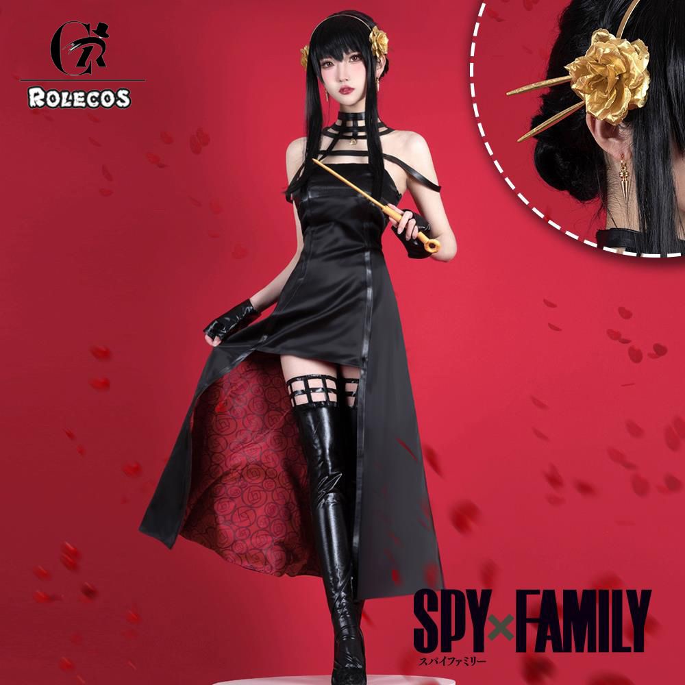 Anime Spy Family Yor Forger Cosplay Killer Assassin Gothic Halter Black ...