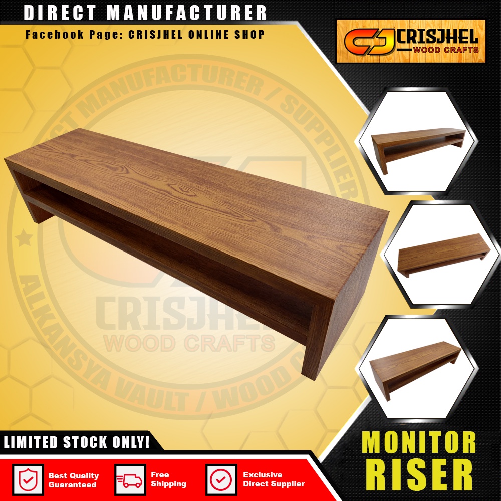 60cm Desktop Monitor Stand Computer Screen Riser Wood Shelf / Office ...
