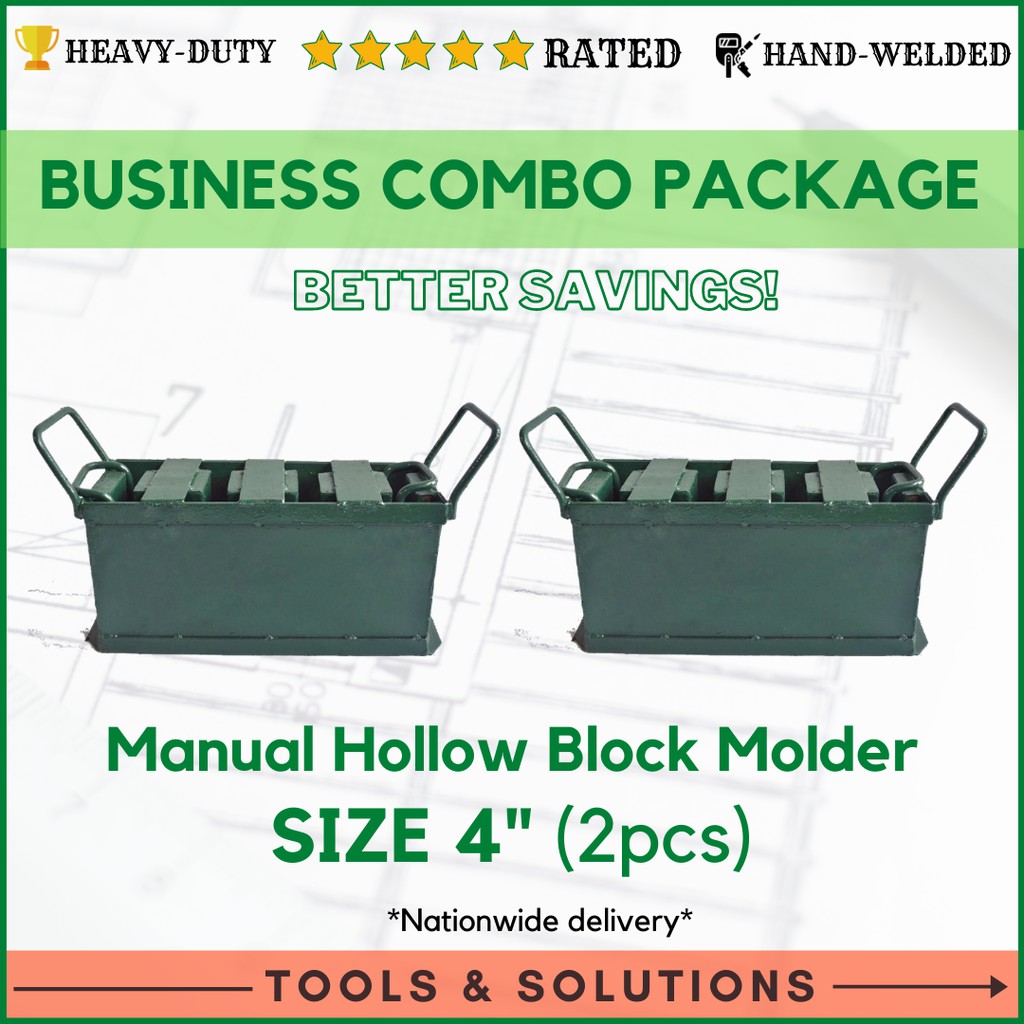 Hollow Block Molder (Manual) 4" BUSINESS COMBO PACKAGE **HEAVY DUTY ...
