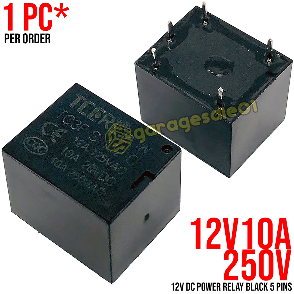 12V DC Power Relay Black 5 Pins Heavy Duty 12V 10A 250V | Shopee ...