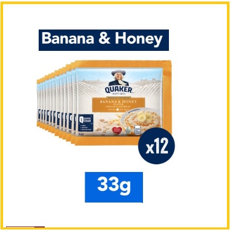 Quaker Flavored Oatmeal Banana & Honey 33g (Pack of 12) | Shopee ...