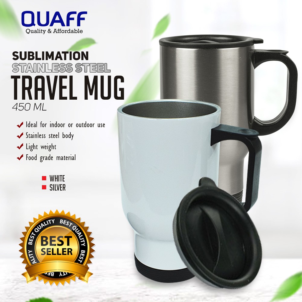Quaff Sublimation Coated Stainless Steel Insulated Travel Mug Hot and ...