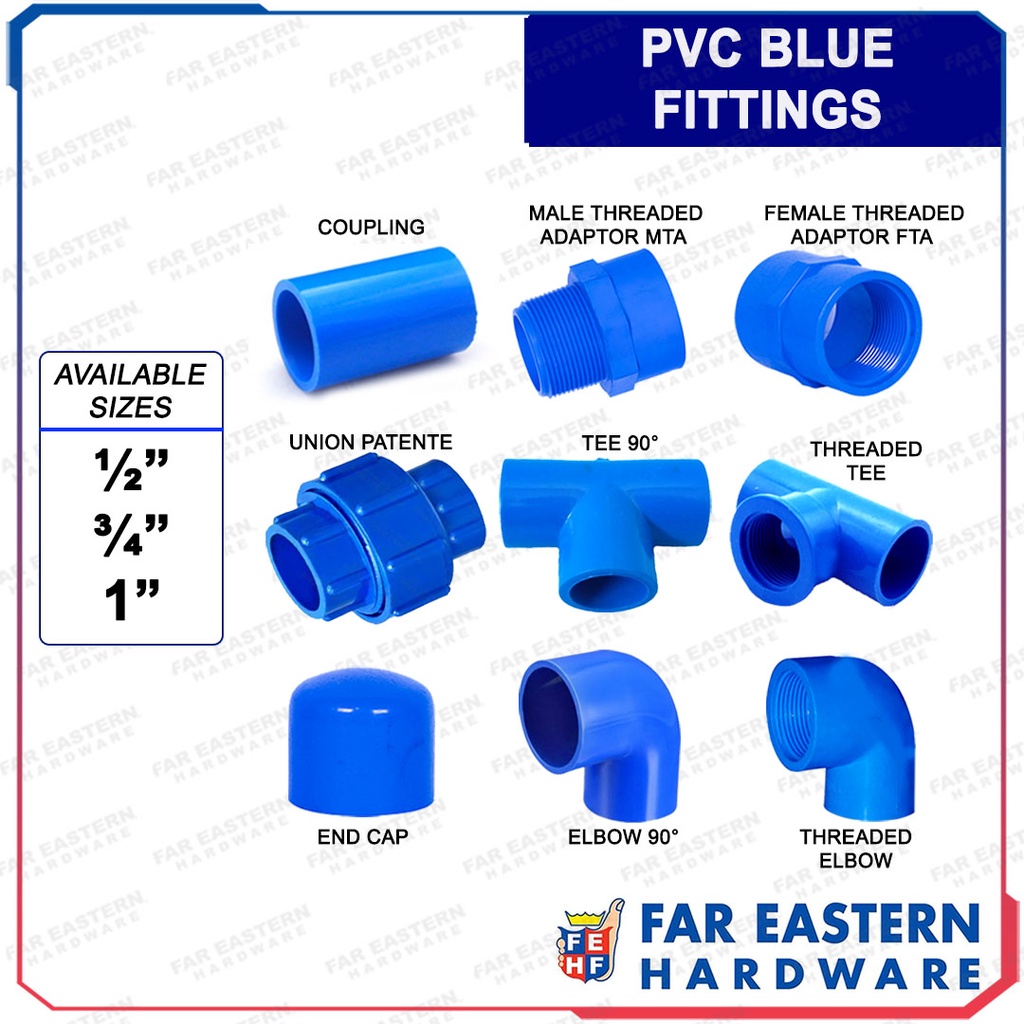 PVC Blue Fittings 1/2" 3/4" 1" Union Patente Coupling Threaded Elbow ...