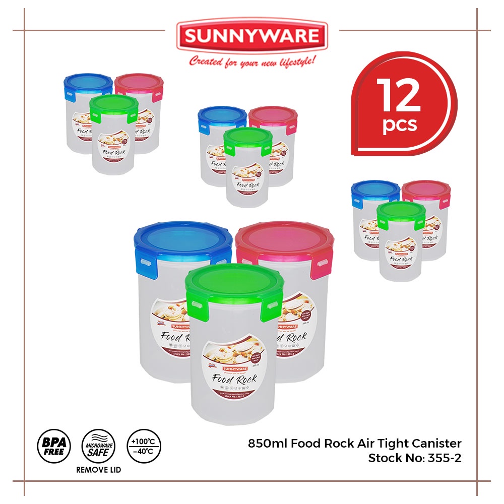 12pcs 850ml Food Rock Air Tight Canister [Sunnyware 355-2 ...