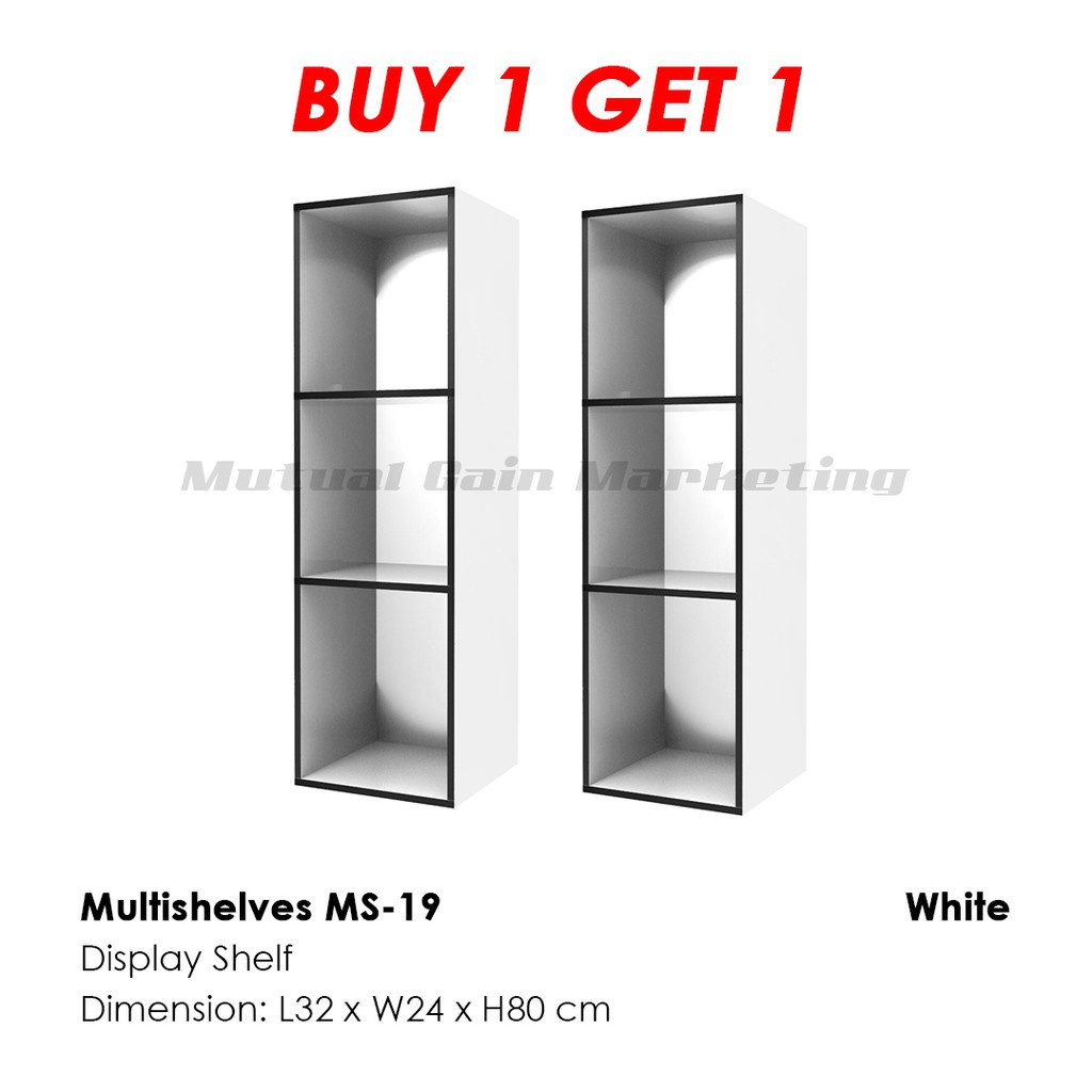 ☒Multishelves MS-19 3-Tier Display Shelf Cabinet Bookshelf Storage ...