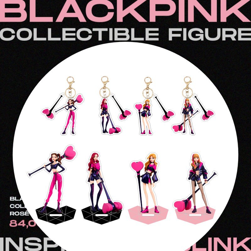 Blackpink Figure Standee JENNIE LISA Double-sided Cartoon Desk Stand ...