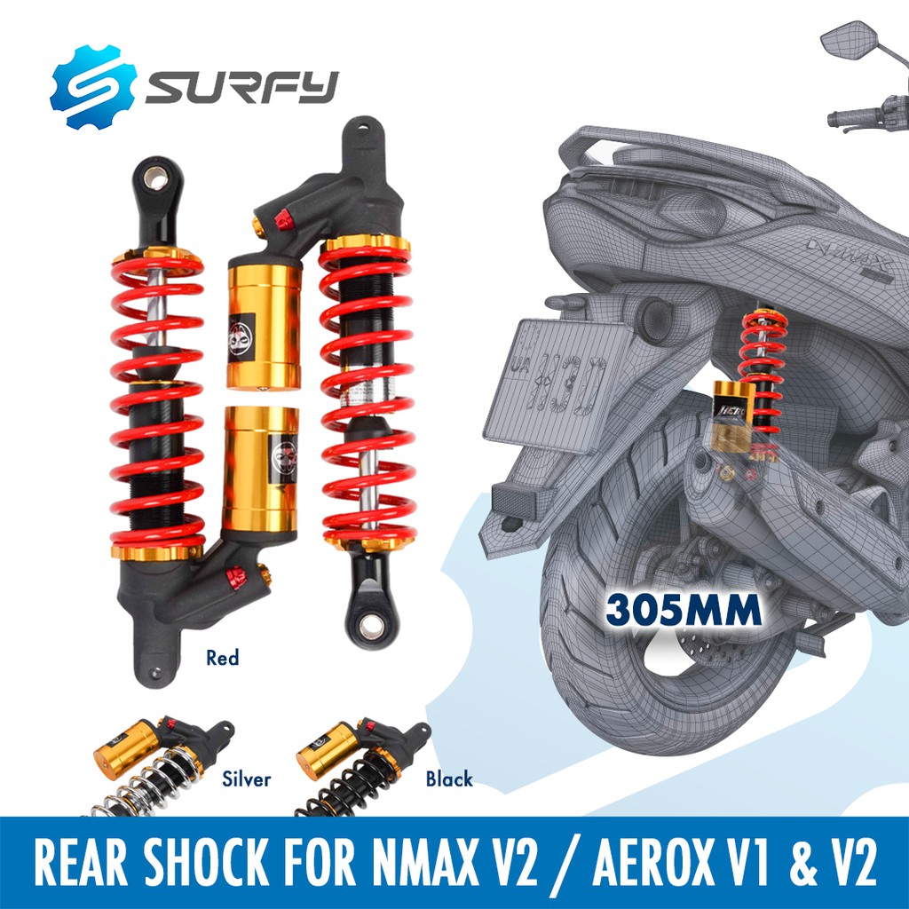 Racing Hero Rear Shock Gas Absorber 305mm Set For Aerox V1 And V2 Nmax ...