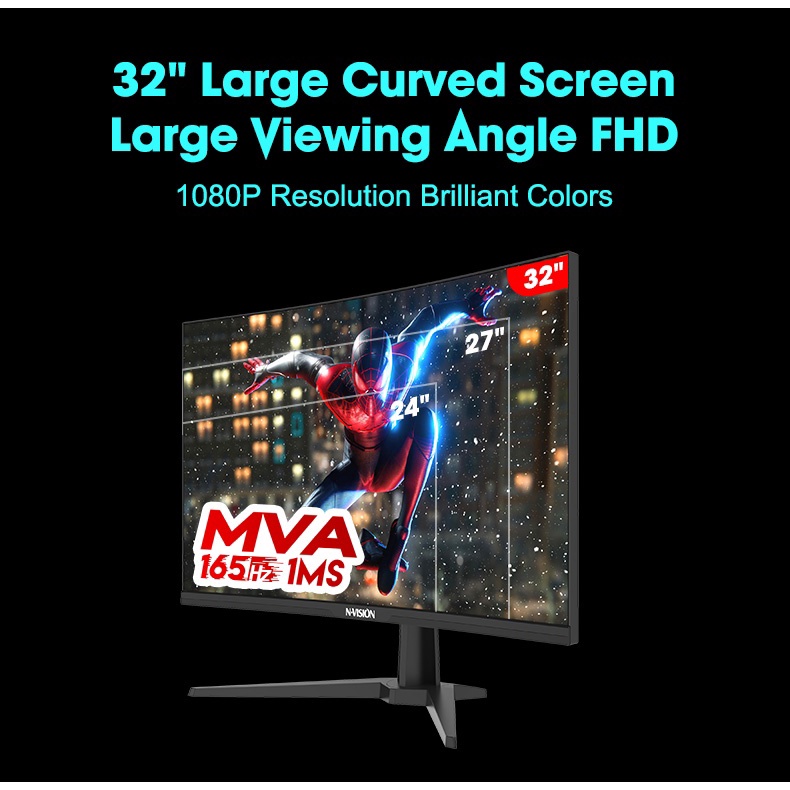 NVISION 165HZ 32 inch Curved Monitor PC Desktop Computer Monitor 1MS GTG Gaming Monitor | Shopee ...