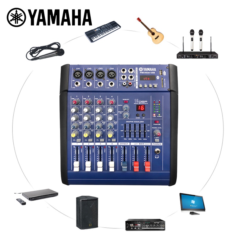 Yamaha PMX402D-USB 350 watts 4 channel powered mixer built-in amplifier ...