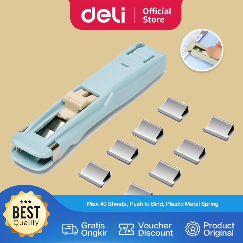 Deli Fastener / Binder Clip Automatic Free 8pcs Clip 8591A | Shopee ...
